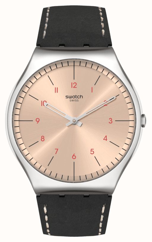 Swatch SMART STITCH Black Leather Strap SS07S118 - First Class Watches™ IRL