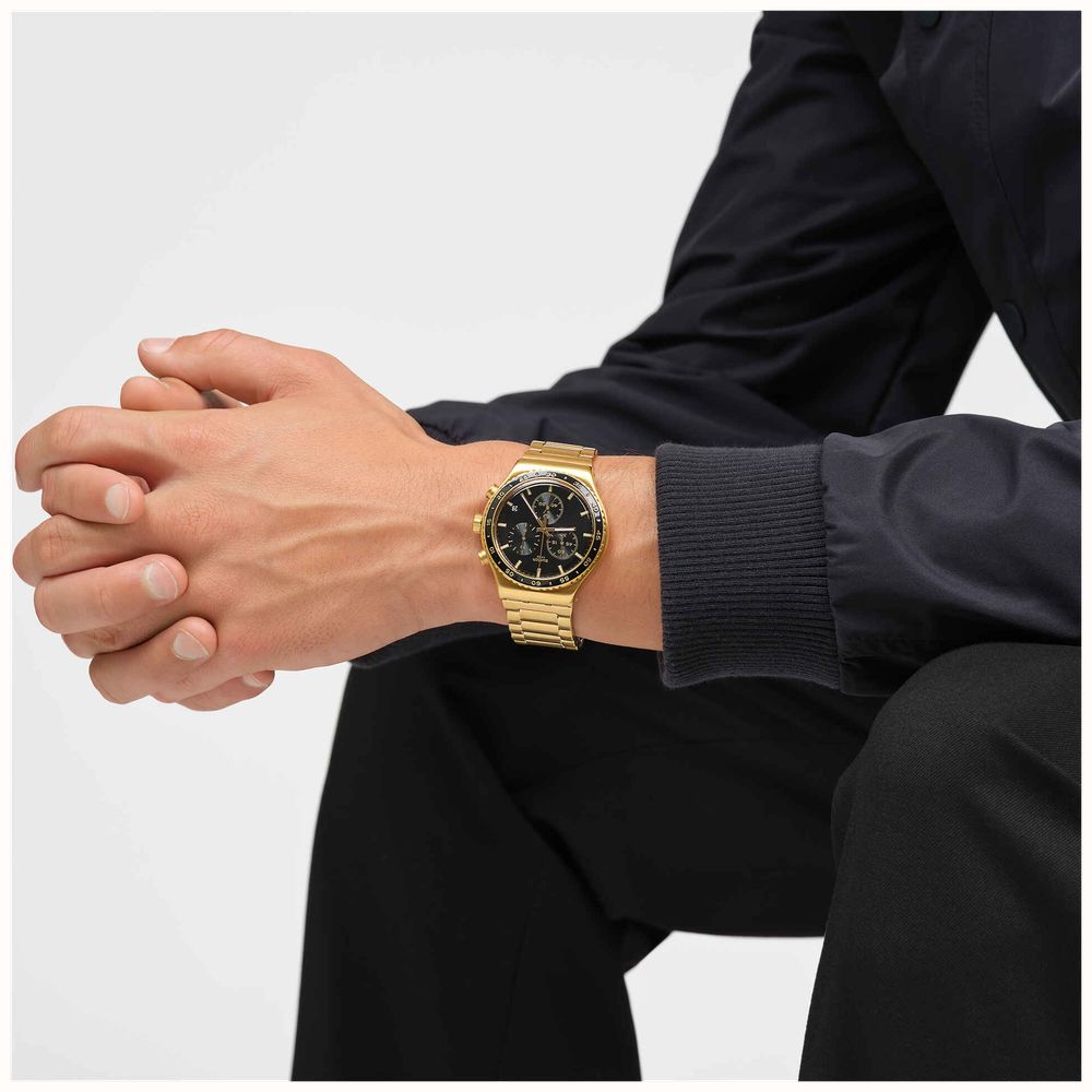 Swatch En Esfera Negra (43 Mm) / Pulsera De Acero Inoxidable En Tono ...