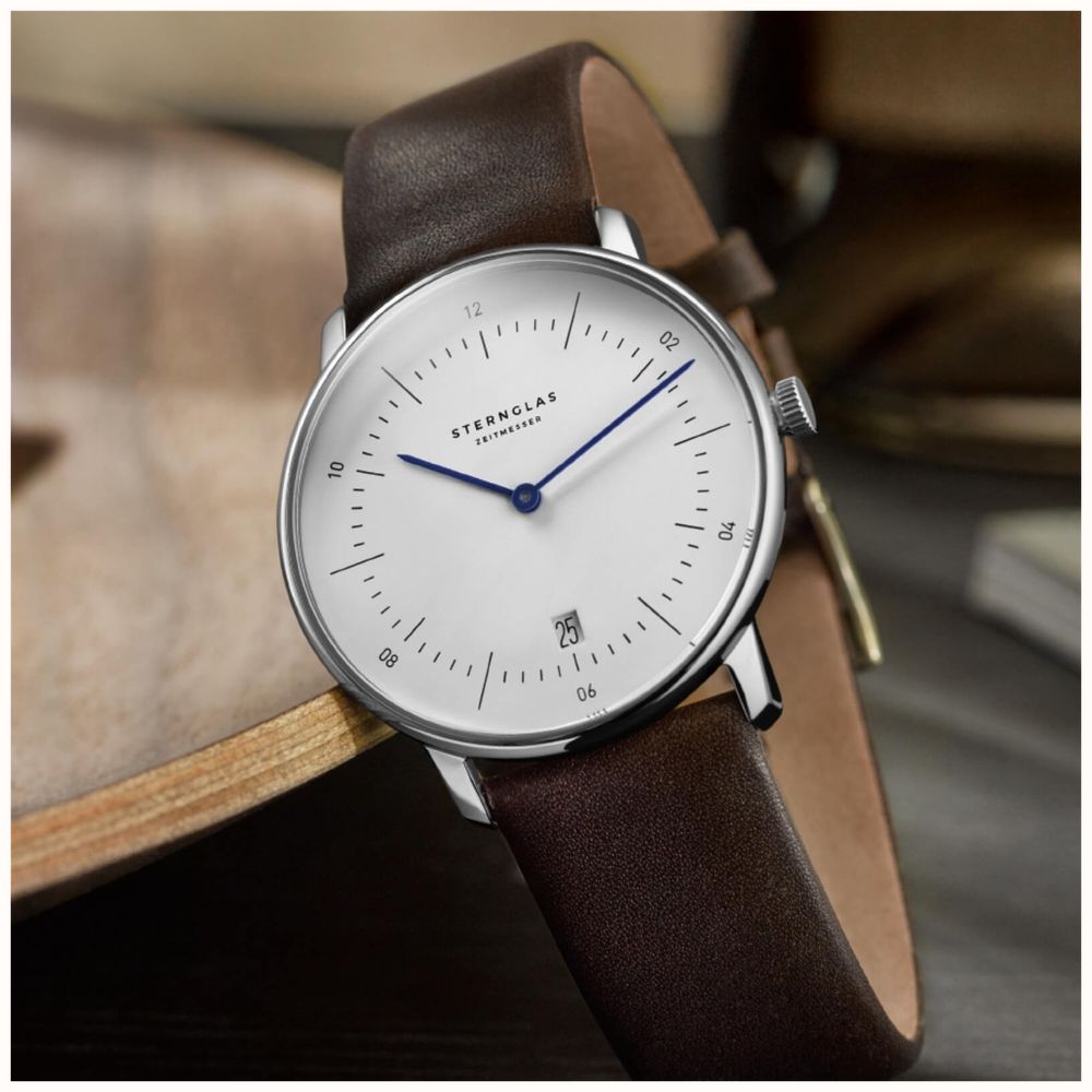STERNGLAS Naos Quartz (38mm) White Dial / Brown Leather S01-NA01-PR04 ...