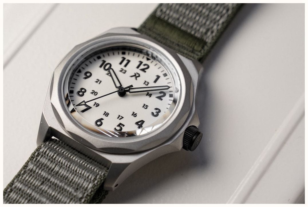 RZE Urbanist Solar (36mm) Polaris White Dial / OD Green GP Elastic ...
