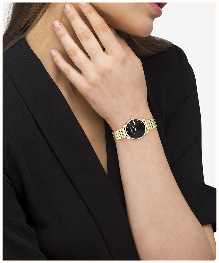 Coach Women's Elliot (28mm) Black Dial / Gold-Tone Stainless Steel ...