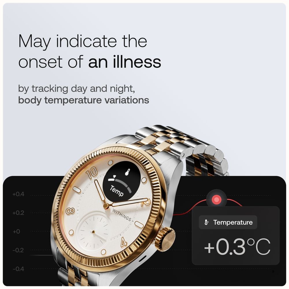 Withings Scanwatch Nova Brilliant Hybrid Smartwatch (39mm) Sand HWA10 ...
