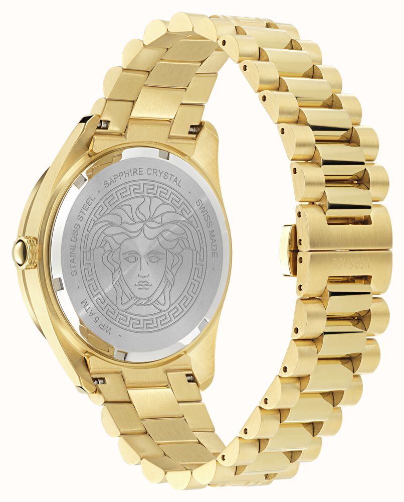 Versace Mostrador Preto V-dome (42 Mm) / Pulseira Em Aço Inoxidável ...