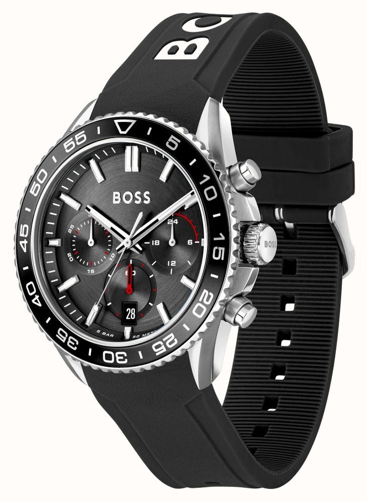 BOSS Cadran Chronographe Noir Runner (43 Mm) Pour Hommes / Bracelet En ...