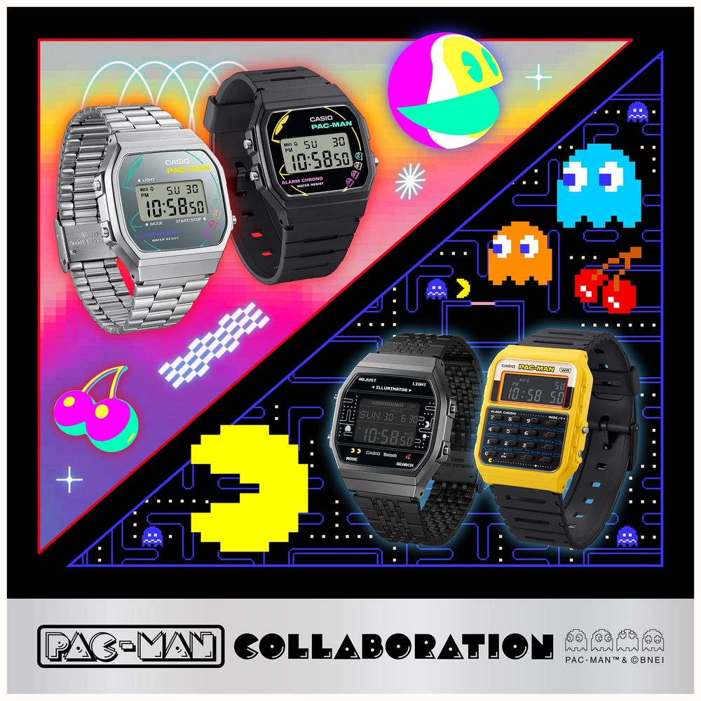 Casio X PAC-MAN Special Edition (35.2mm) Black Digital Dial / Black ...