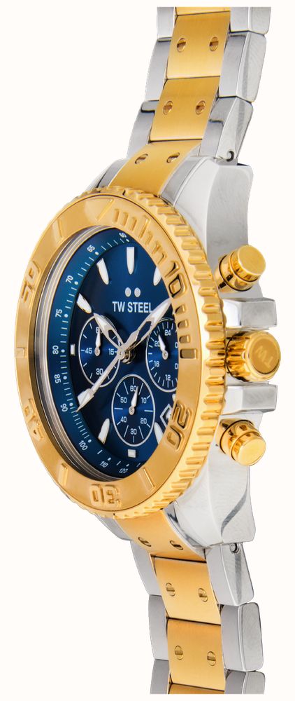 TW Steel Vanceur Diver Chronograph (42mm) Blue Dial / Two-Tone Stainless Steel Bracelet VA8 ...
