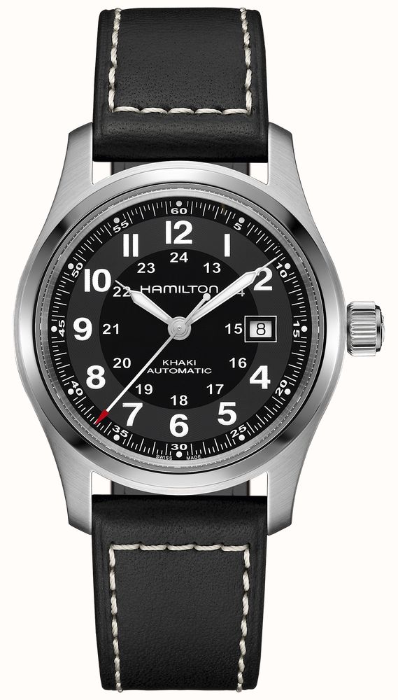 Hamilton Khaki Field Automatique (42 Mm) Cadran Noir / Bracelet En Cuir ...