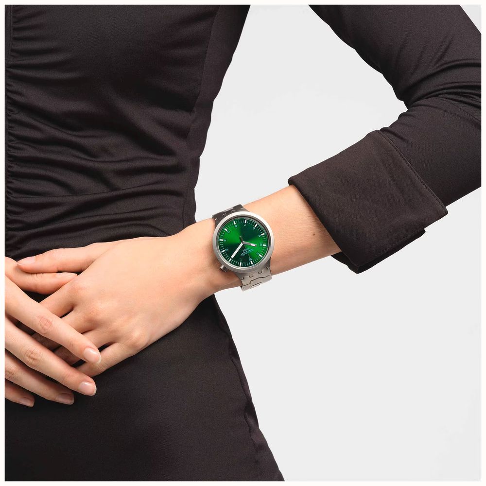 Swatch Big Bold Irony FOREST FACE (47mm) Dark Green Dial / Stainless ...