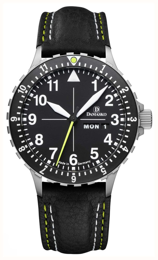Damasko DK46 Day/Date Automatic TOP (40mm) Black Dial / Black Leather ...