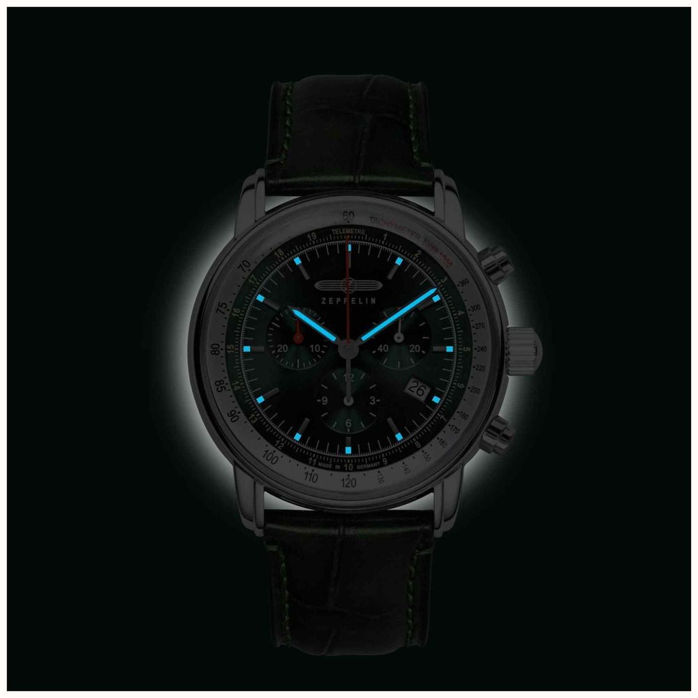 Zeppelin LZ 14 Marine Quartz Chronograph (42mm) Dark Green Dial / Dark ...