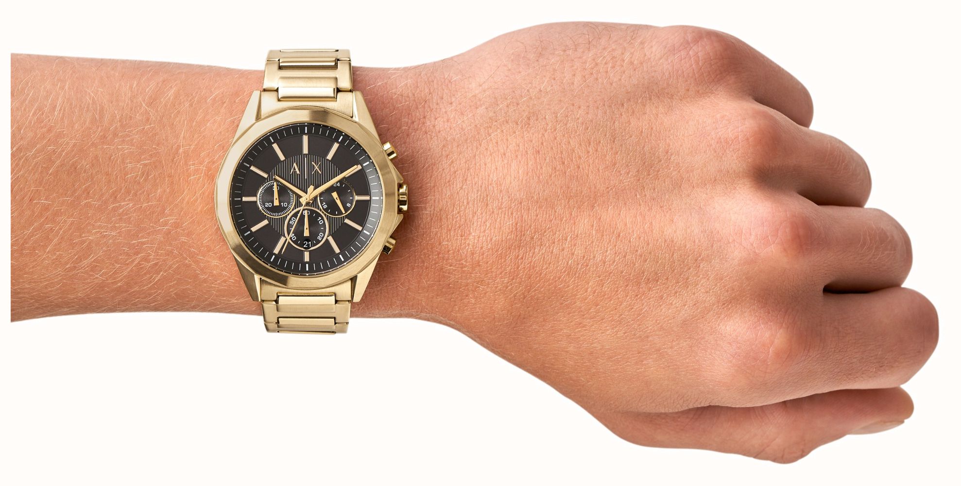 Armani Exchange Men's | Black Chronograph Dial | Gold Tone Stainless ...