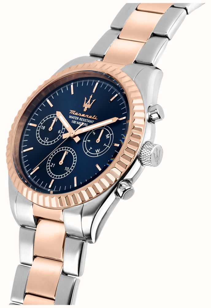 Maserati Men's Competizione (43mm) Blue Dial / Two-Tone Stainless Steel ...