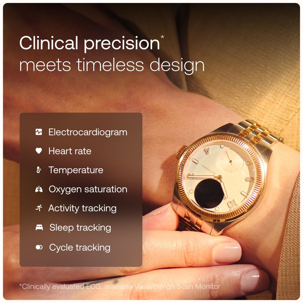 Withings Scanwatch Nova Brilliant Hybrid Smartwatch (39mm) Sand HWA10 ...