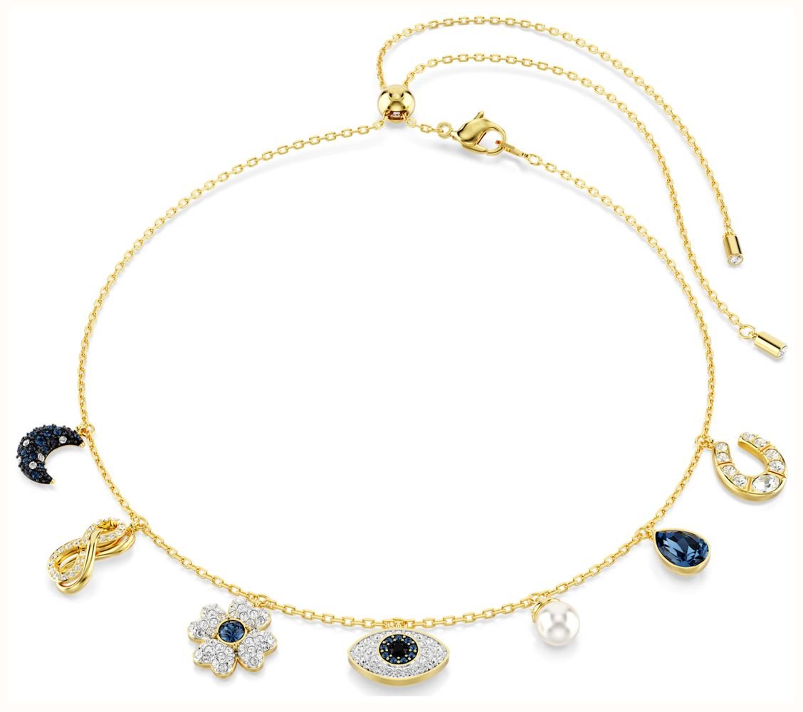 Swarovski Jewellery Symbolica Choker Necklace Blue and White Crystals Gold Tone Plated 5692164