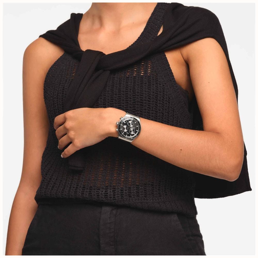 Swatch Irony At Night (43 Mm) Schwarzes Chronographen-Zifferblatt ...