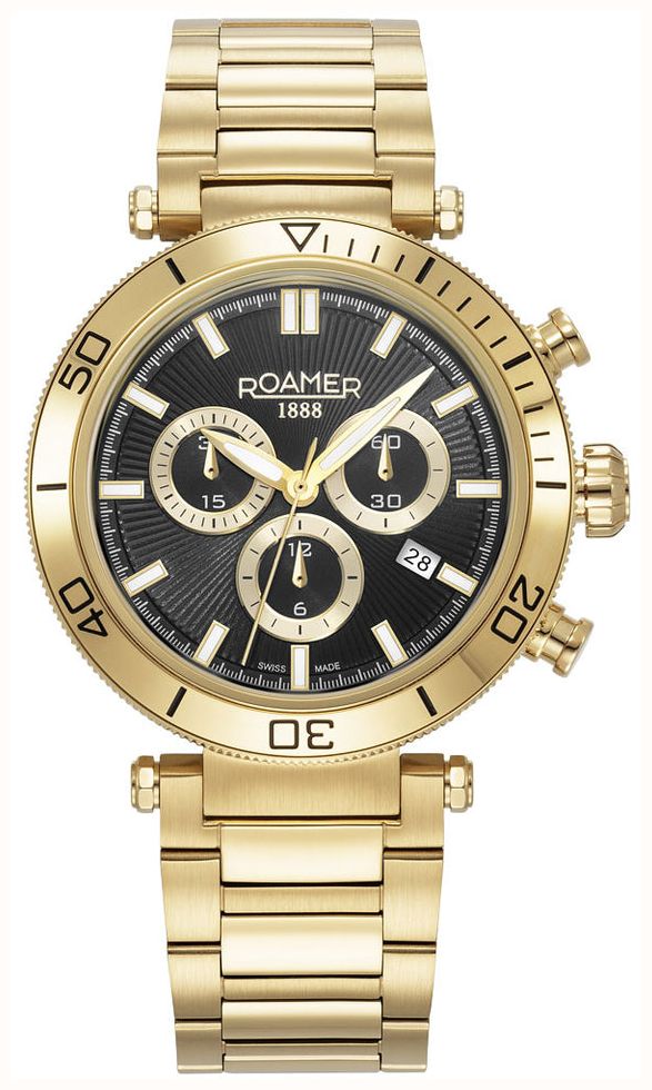 Roamer Men's Toscana (42mm) Black Dial / Gold-Tone Stainless Steel ...