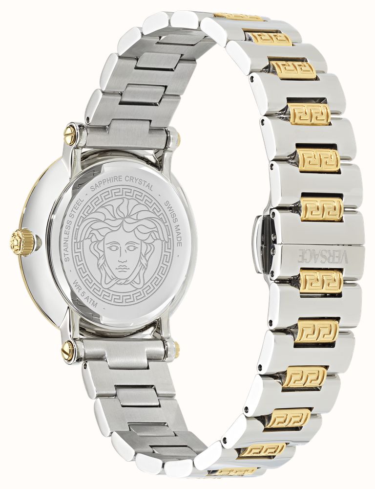 Versace Dameshorloge Met Griekse Bol (35 Mm), Zilveren Wijzerplaat En ...