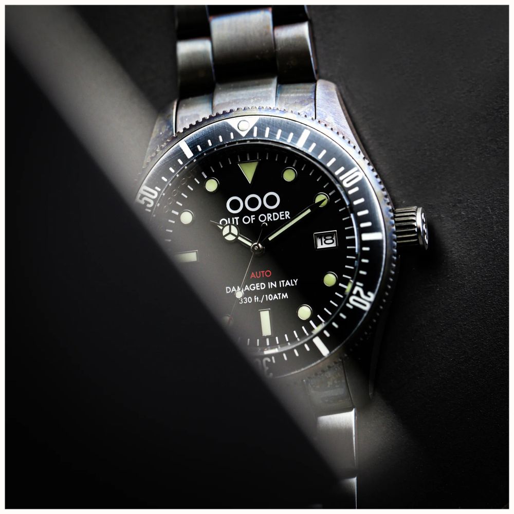 Out Of Order Black Auto 2.0 (44mm) Black Dial / Aged Stainless Steel ...