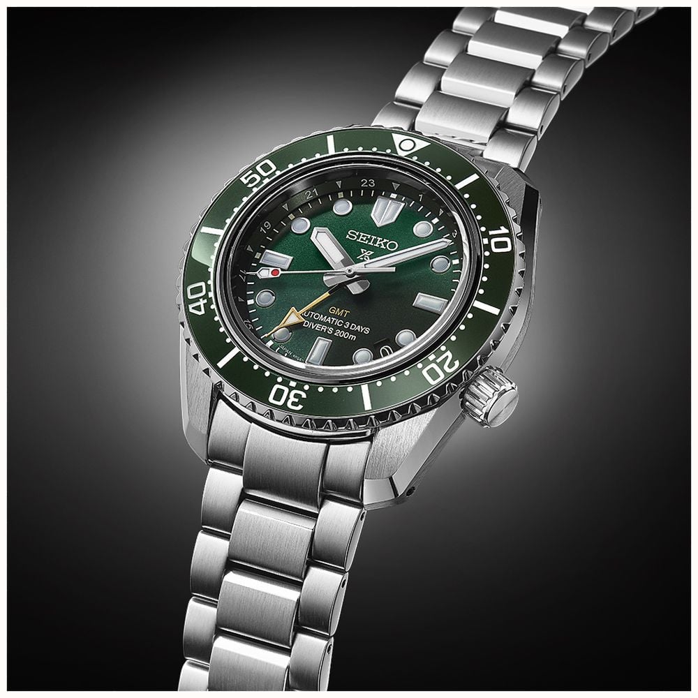 Seiko Prospex ‘Marine Green’ Automatic Traveller GMT Stainless Steel ...