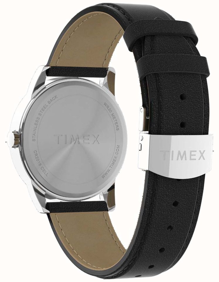 Timex Men's Easy Reader White Dial Black Leather Strap TW2V68800 ...