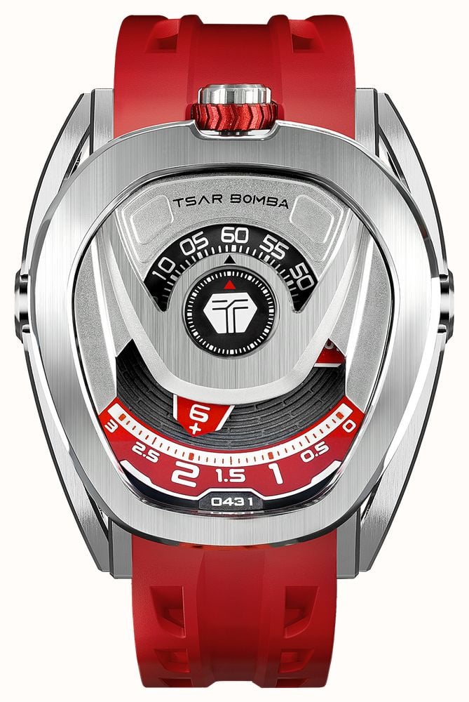 TSAR BOMBA Reactor Series Automatic (44mm) Silver & Red Dial / Red FKM ...