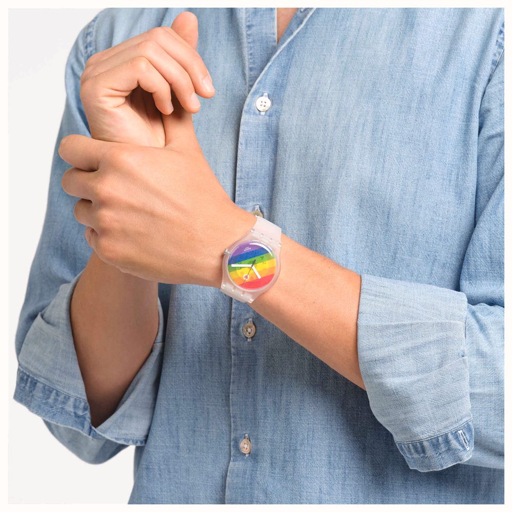 Swatch Pride Stripe Felle Regenboog Wijzerplaat Horloge SO29K701 ...