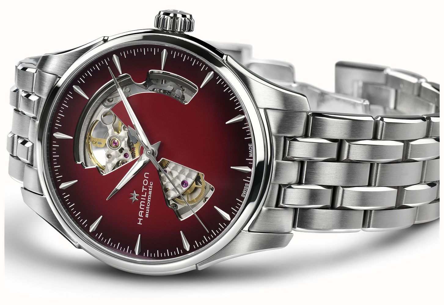Hamilton Jazzmaster Open Heart Auto (40 Mm) Rotes Zifferblatt ...