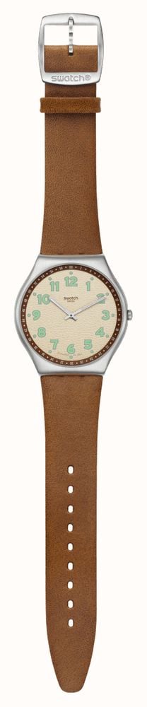 Swatch Tabby Hepcat (42 Mm) Cremefarbenes Zifferblatt / Braunes ...