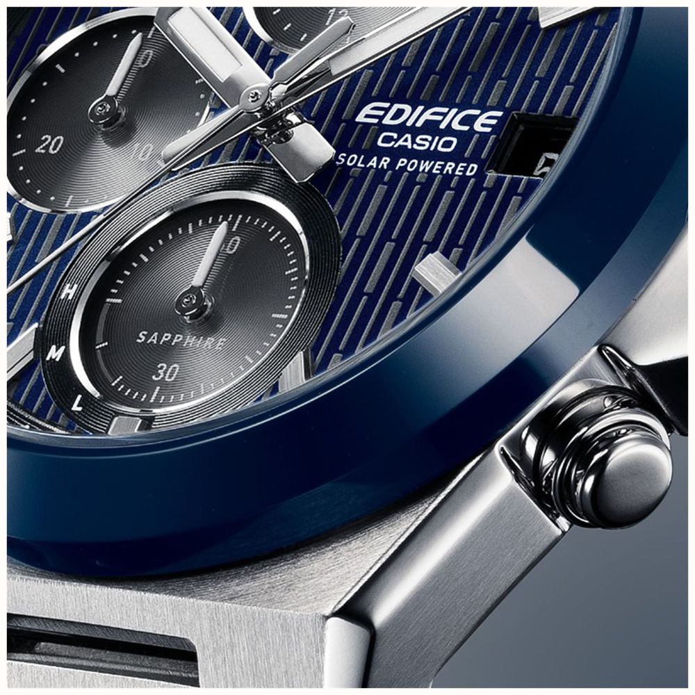 Casio Edifice Solar Powered Chronograph (39.5mm) Blue Dial / Stainless ...