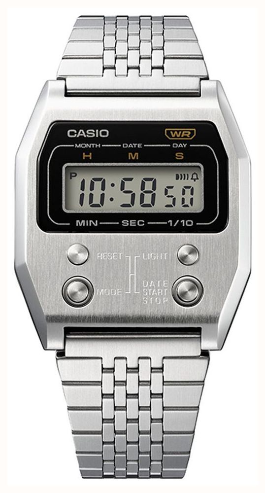 Casio Vintage Digital (35mm) Digital Dial / Stainless Steel Bracelet A1100D-1EF - First Class ...