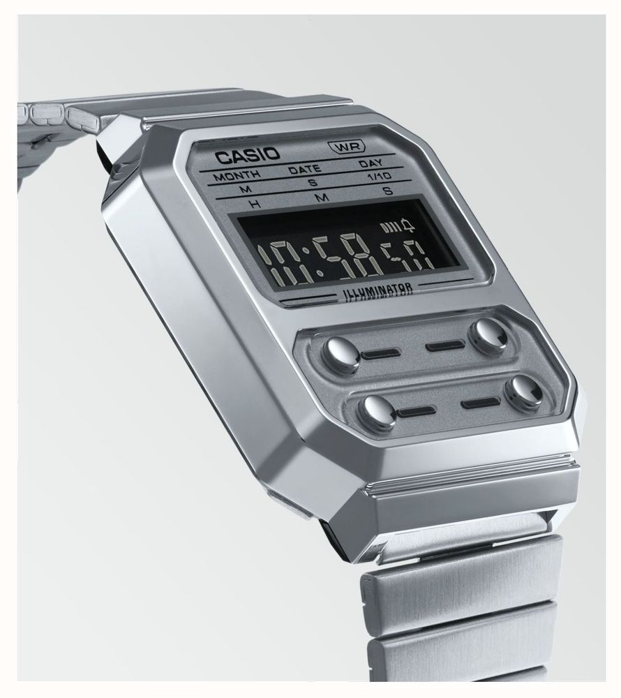 Casio Collection Vintage Stainless Steel Digital Watch A100WE-7BEF ...