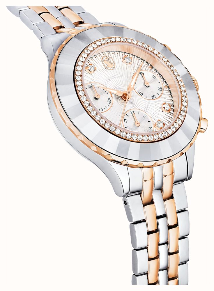 Swarovski Octea Chrono (37mm) White Dial / Two-Tone Stainless Steel ...