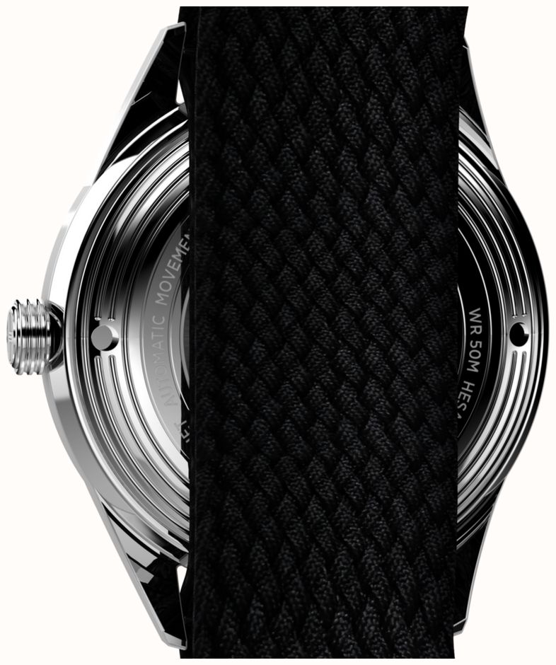 Timex Marlin Jet Automatic (38mm) Light Blue Dial / Black Fabric Strap ...