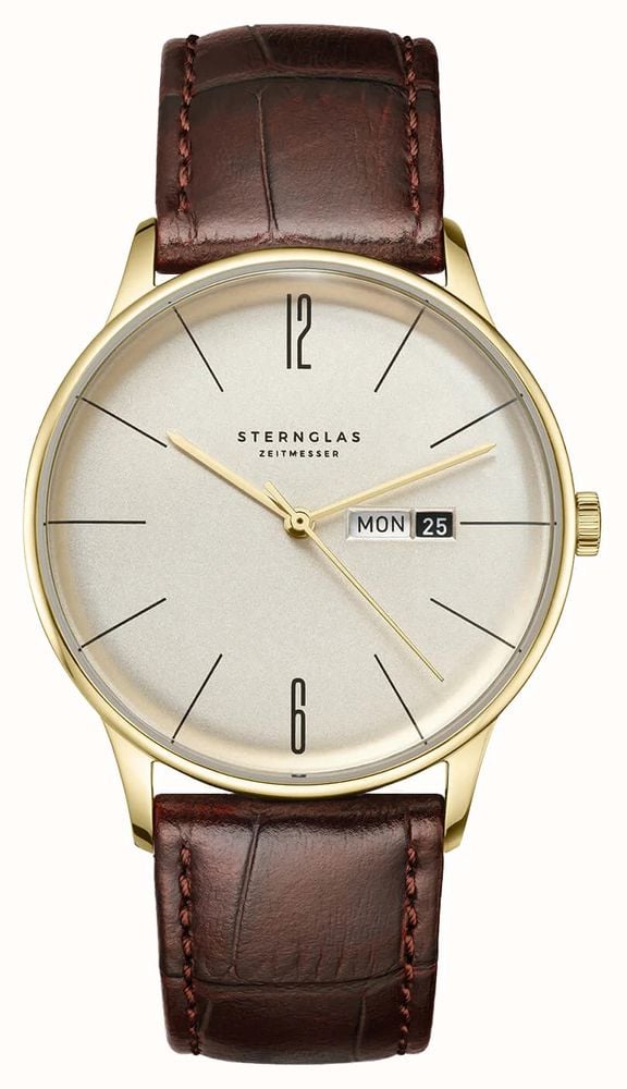 STERNGLAS Berlin Quartz (38mm) Sepia Gold Dial / Brown Leather S01-BE14-HE01 - First Class ...