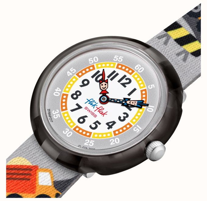 Flik Flak BUILD IT UP (31.85mm) White And Grey Dial / Builder Pattern ...