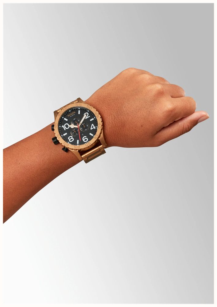 Nixon 51-30 Chrono | Black Chronograph Dial | Bronze Stainless Steel Bracelet A083-5145-00 ...