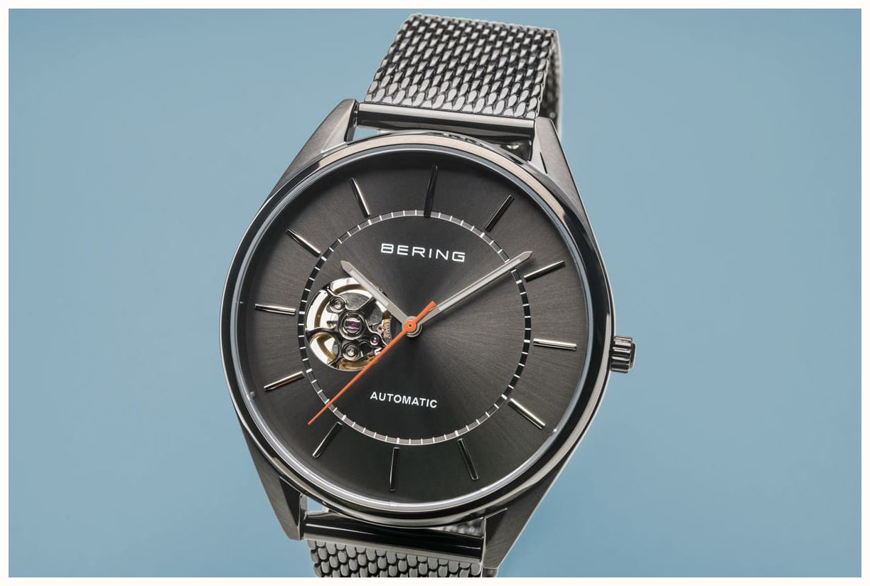 Bering Automatic | Men's | Polished/Brushed Grey | Grey Dial 16743-377 ...