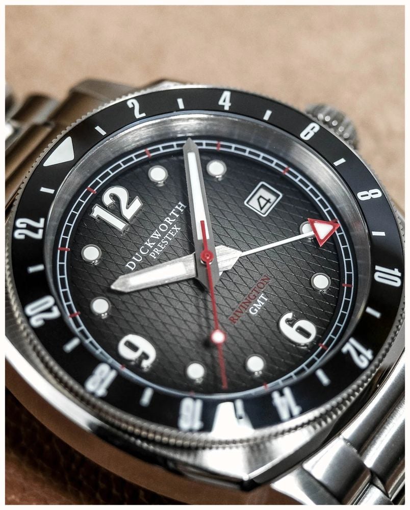 Duckworth Prestex Rivington GMT (42mm) Black Fumé Waffle Dial ...