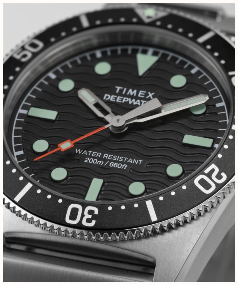 Timex Deepwater Reef 200 (41mm) Black Wave Dial / Stainless Steel ...