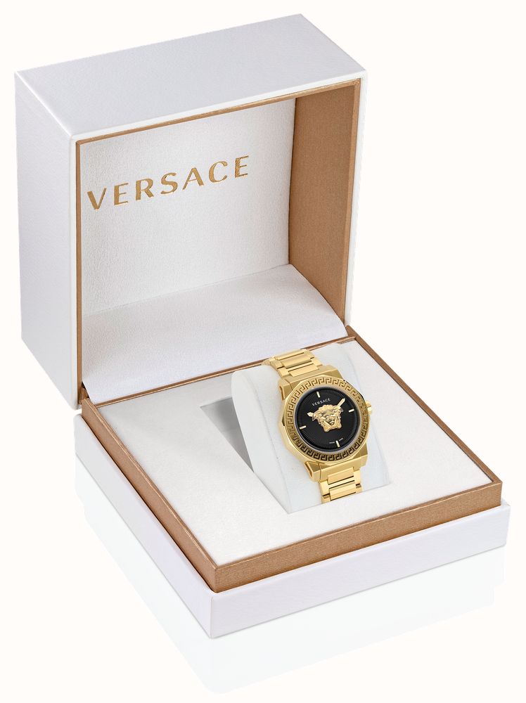 Versace 美杜莎装饰 (38 毫米) 黑色表盘 / 金质 PVD 不锈钢 VE7B00623 - First Class Watches ...