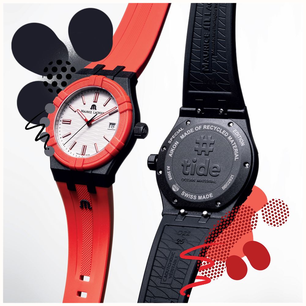 Maurice Lacroix Aikon Quartz #TIDE Special Edition Black Red And White AI2008-04010-400-J ...