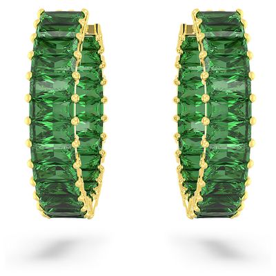 Swarovski Matrix Hoop Earrings | Gold-Tone Plated | Green Crystal ...