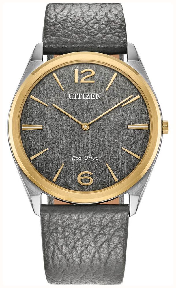 Citizen Eco-Drive Stiletto (38mm) Grey Dial / Grey Leather Strap AR3124 ...