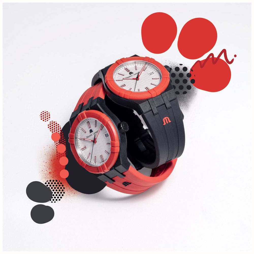 Maurice Lacroix Aikon Quartz #TIDE Special Edition Black Red And White AI2008-04010-400-J ...