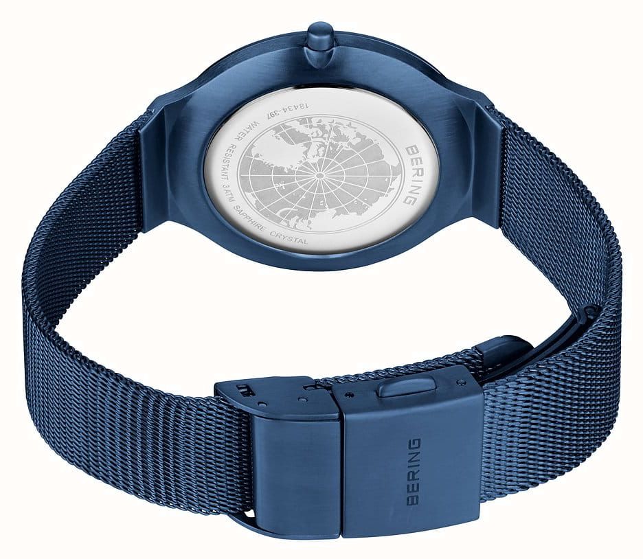 Bering Ultra-Slim Quartz (34mm) Blue Mother-of-Pearl Dial / Blue PVD ...