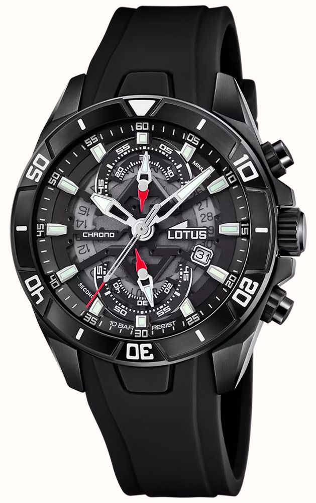 Lotus Vortex Quartz Chronograph (44mm) Black Transparent Dial / Black ...