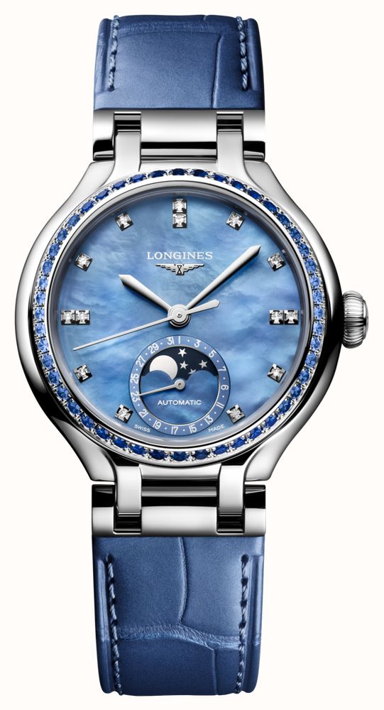 LONGINES PrimaLuna Moonphase Blue Sapphire (34mm) Blue Mother-of-Pearl ...