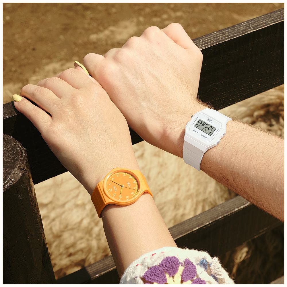 Casio Pop MQ-24 Series (35mm) Orange Dial / Orange Bio-Based Resin Band ...