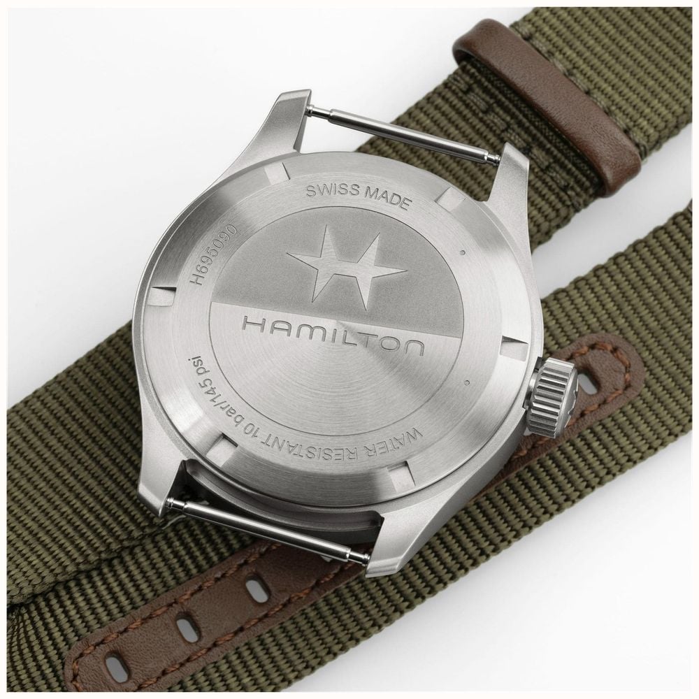 Hamilton Khaki Field Power Reserve Mechanical (40mm) Black Dial / Green ...