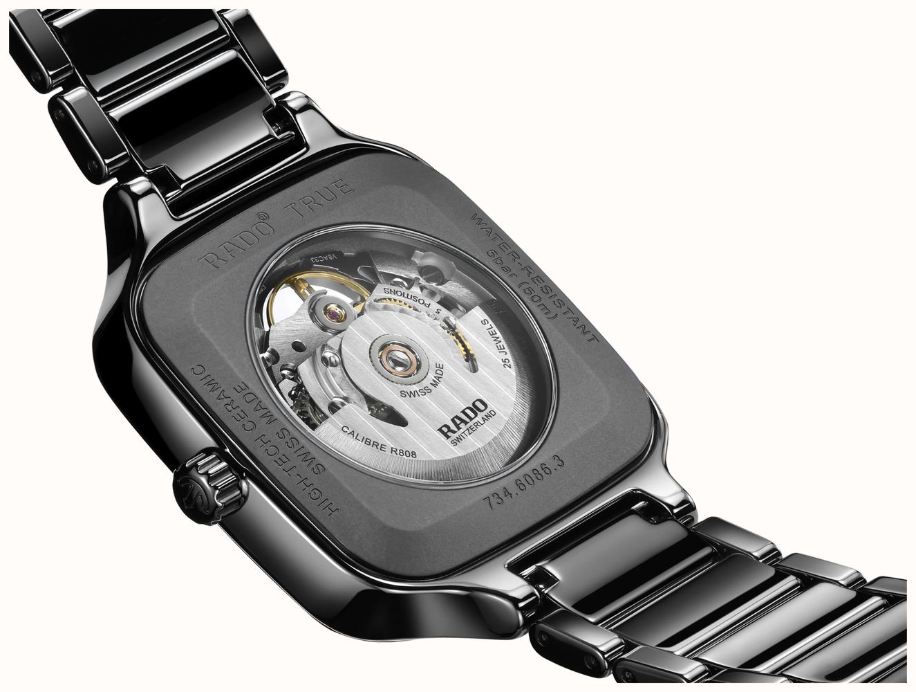 RADO Véritable Squelette Automatique Carré (38 Mm) Cadran Noir ...